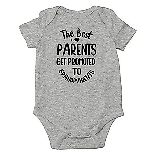 CBTwear The Best Parents Get Promoted to Grandparents - New Grandchild - Cute Infant One-Piece Baby Bodysuit (Newborn, Heather Grey)