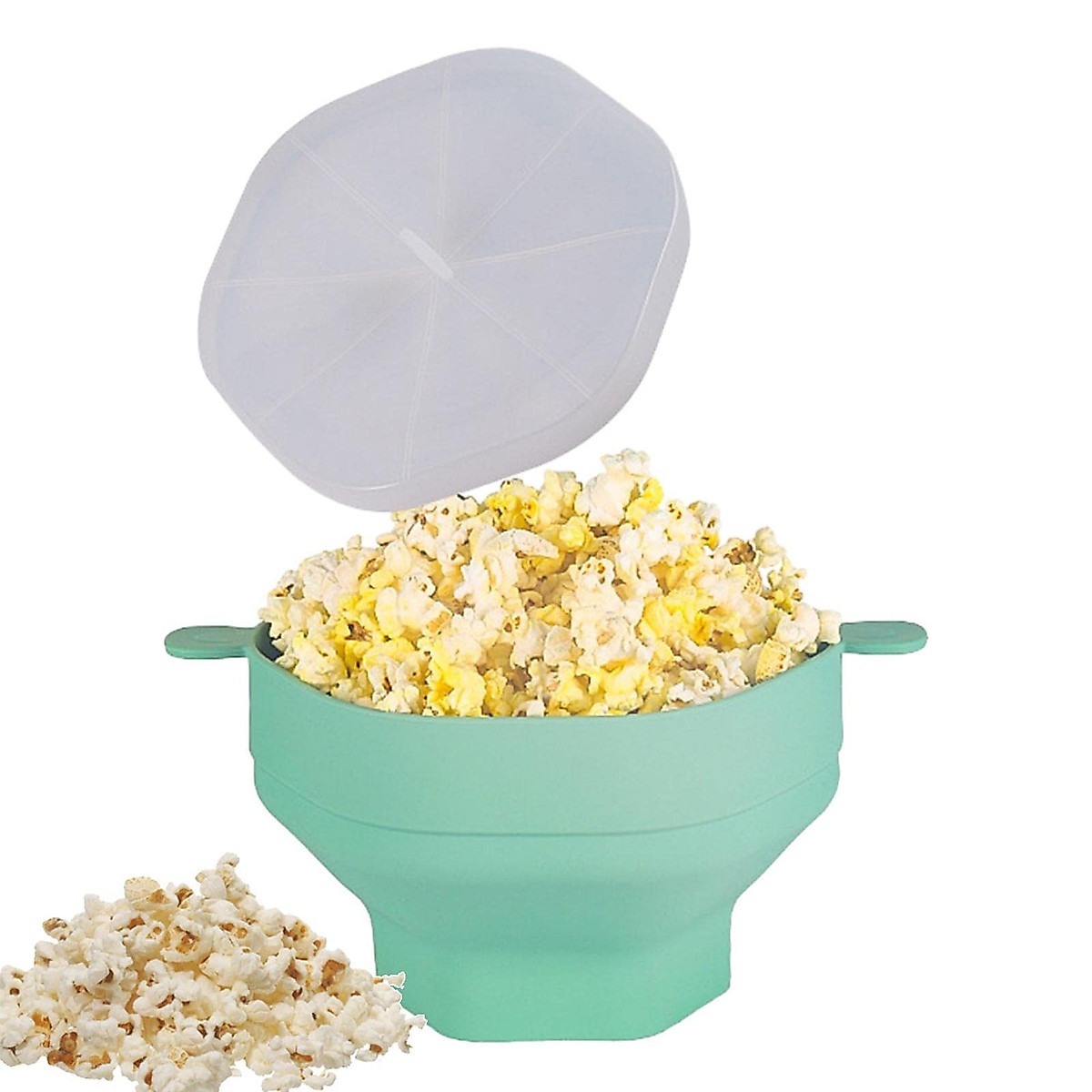 Microwave Popcorn Bowl, High Temperature Resistant Large Bowl, Silicone Microwave Hot Air Popcorn Popper Bowl With Lid, Easy to Operate Food Bowl for Household Kitchen Movie Night Parties