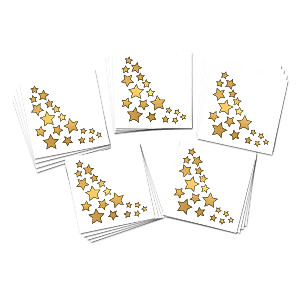FashionTats Gold Stars Eye Accent Temporary Tattoos | 20 - Pack | Skin Safe | MADE IN THE USA | Removable