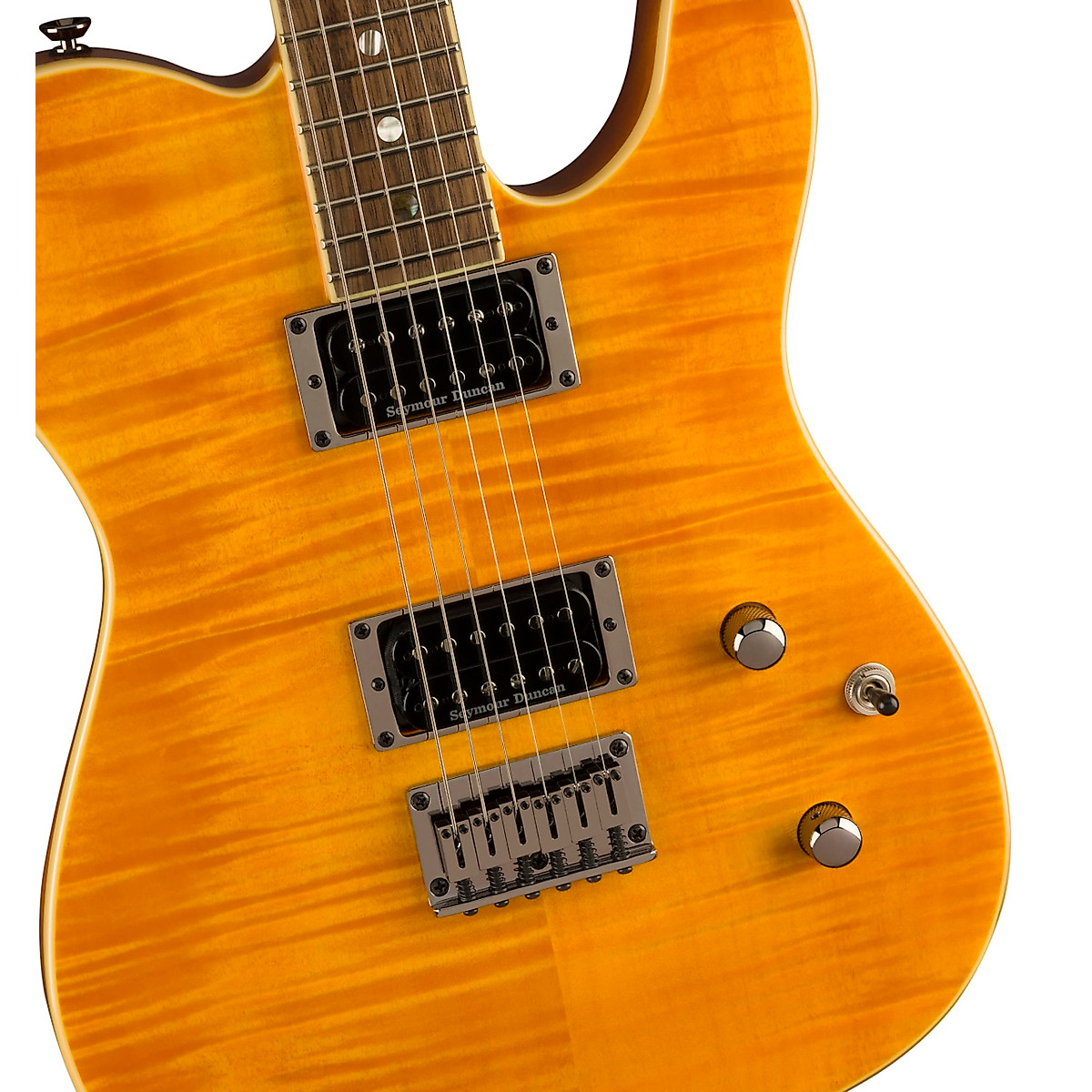 Fender Set Neck Custom Tele FMT featuring Seymour Duncan Humbucker’s, Electric Guitar with 2-Year Warranty, Many Tones, Elegant Finish, Amber