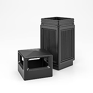 Safco Products Canmeleon Outdoor-Indoor Recessed Panel Trash Can with Ash Urn 9478BL, Black, Decorative Fluted Panels, 15 Gallon Capacity