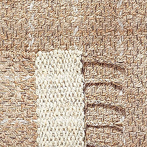 SAFAVIEH Cape Cod Collection 8' x 10' Ivory / Natural CAP846A Handmade Braided Tassel Jute Area Rug