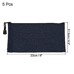 PATIKIL Canvas Zipper Bags, 5 Pack B6 Blank DIY Zip Pocket Pencil Case Stationery Pouch for Travel Craft Supply, Navy Blue