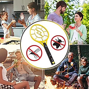 Beastron Bug Zapper Electric Fly 3000V USB Rechargeable, Mosquito Racquet Killer Racket with LED Light & 2 Layer Mesh (Large Size), yellow