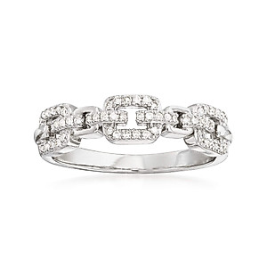 Ross-Simons 0.15 ct. t.w. Diamond Paper Clip Link Ring in Sterling Silver. Size 5