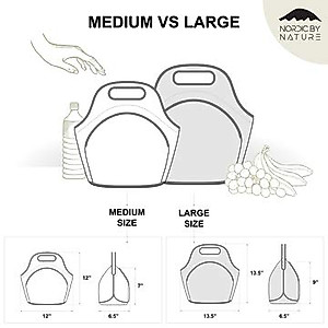 Nordic By Nature Large Neoprene Lunch Bag for Women & Lunch tote for Kids Insulated Lunch bag Reusable Washable Extra Thick Neoprene & Soft Cotton Feel, Premium Stitching, Outside Pocket, (L) Black