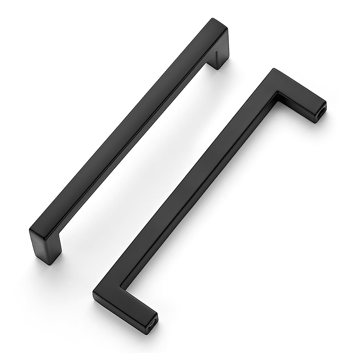 Ravinte 10 Pack Solid Kitchen Cabinet Handles Matte Black Cabinet Pulls Slim Drawer Pulls with 5 Inch Hole Center Square Bar Kitchen Cabinet Hardware
