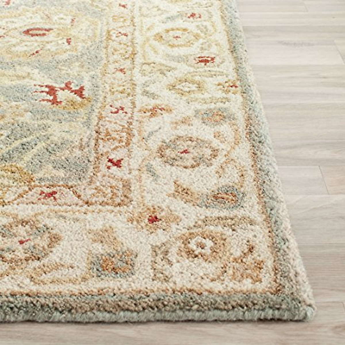 SAFAVIEH Antiquity Collection 3' x 5' Grey Blue / Beige AT822A Handmade Traditional Oriental Premium Wool Area Rug