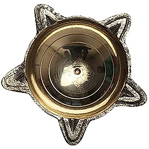 HANS PRODUCT Brass Panchmukhi Star Shape Deepak/Diya for Lighting, Pooja, Home & Office Decor (2 INCH)