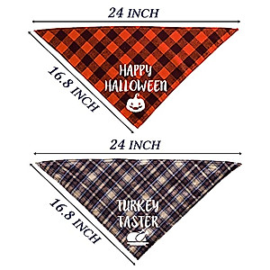 STMK Holiday Dog Bandanas, 2 Pack Halloween Thanksgiving Day Fall Dog Bandanas for Halloween Thanksgiving Day Fall Dog Puppy Costume Decorations