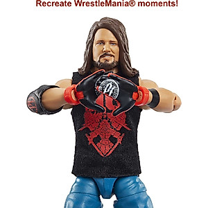Mattel ​AJ Styles WrestleMania Elite Collection Action Figure with entrance shirt & Vince McMahon Build-A-Figure Pieces, 6-in / 15.24-cm Posable Collectible Gift for Fans Ages 8 Years Old & Up