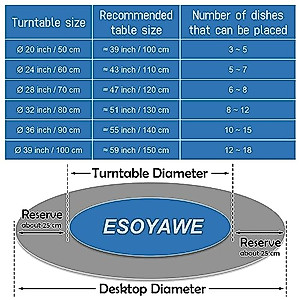 Rotating Round Lazy Susan For Dining Table Ø 20 24 28 32 36 39 Inch, 360 Degree Rotating Wooden Turntable With Silent Bearings, Easy To Share Food Tabletop Serving Tray