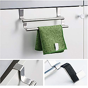 DOITOOL Towel Racks, Bathroom Double Towel Bar Stainless Steel Over The Door Towel Bar Brushed Towel Hanger Over Cabinet Kitchen Dish Towel Bar Rack