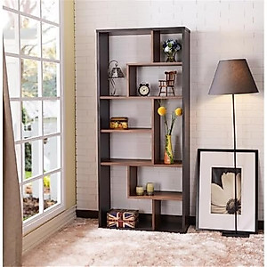 Acme Chas Wooden Cube Bookcase in Espresso and Walnut