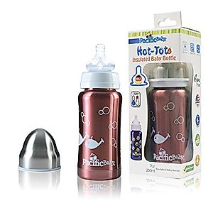 Pacific Baby Hot-Tot Insulated Stainless Steel Infant Baby Eco Feeding Bottle Anti-Colic Nipple 7 Ounce