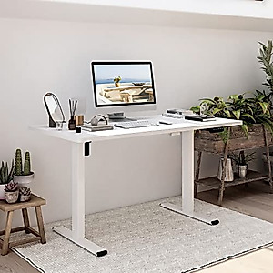 FLEXISPOT EN1 Electric White Stand Up Desk 48 x 30 Inches Whole-Piece Desktop Ergonomic Memory Controller Adjustable Height Standing Desk (White Frame + 48" White Desktop, 2 Packages)