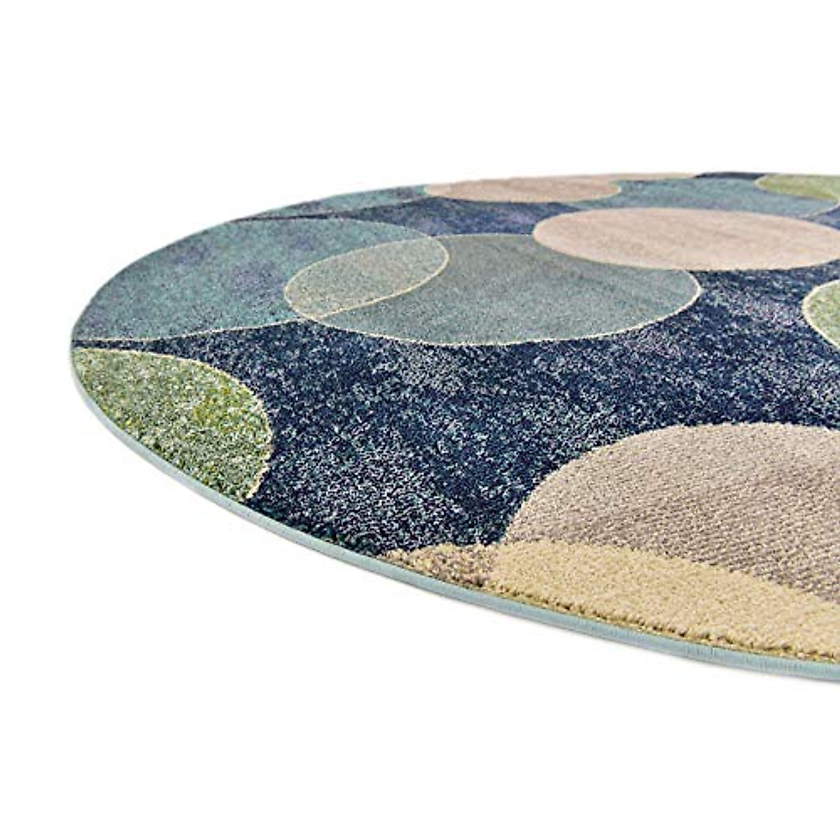 Unique Loom Chromatic Collection Modern Bokeh & Vibrant Abstract Area Rug for Any Home Décor, 8' 0" x 8' 0", Navy Blue/Beige