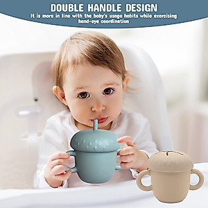 BEBUNUO Cup Straws Baby Silicone - 2-in-1 Sippy Snack Toddler Cup With Lid Spill Proof - For Kids 1+ Year Old