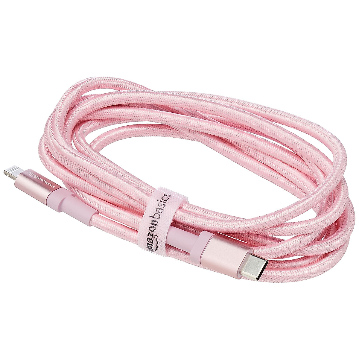 Amazon Basics USB-C to Lightning Charger Cable, Nylon Braided Cord, MFi Certified Charger for Apple iPhone 14 13 12 11 X Xs Pro, Pro Max, Plus, iPad, 6 Foot, Rose Gold