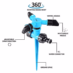 Garden Sprinkler, Kadaon 360 Degree Rotating Lawn Sprinkler Large Area Coverage - Adjustable, Weighted Gardening Watering System