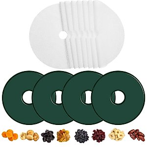 Domensi 12 Pcs Round Dehydrator Sheets Non Stick Silicone Dehydrator Mats with Edges Mesh Dehydrator Trays Reusable Roll Dehydrator Tray Liner for Fruit Meat Beef Kitchen, 13 12.5 Diameter