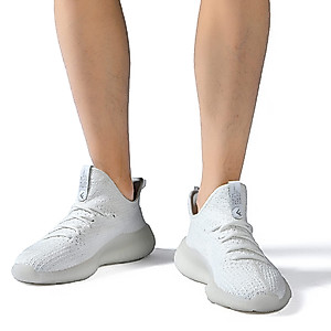 EFOBIH Walking Shoes for Men Breathable Mesh Comfort Athletic Work Gym Slip on Running Tennis Sneakers White US 8