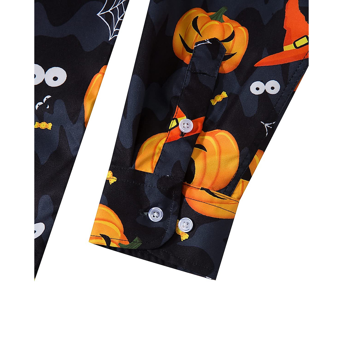 TUNEVUSE Mens Halloween Long Sleeve Shirt Scary Pumpkin Casual Button Up Shirt Funny Bat Costumes for Adult Black 3X-Large