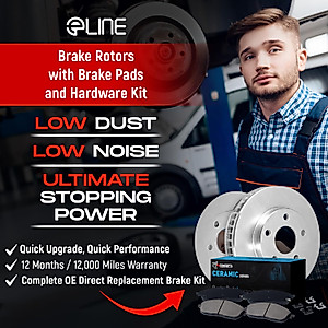 R1 Concepts Rear Brakes and Rotors Kit |Rear Brake Pads| Brake Rotors and Pads| Ceramic Brake Pads and Rotors |Hardware Kit WFWH1-67102