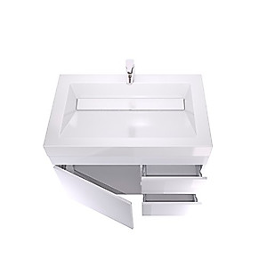 Lift Bridge Kitchen & Bath Assembled Wall-Mount Floating Bathroom Vanity with White Cultured Marble Top Sink Set, 31 in. W x 19 in. D x 29 in. H in White with Viteli + Genova Top