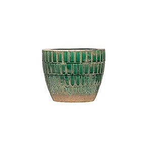Creative Co-Op Distressed Small Tile Terracotta Planter, Green
