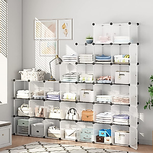 Aeitc 30 Storage Cubes- 14’’x14’’ Cube, More Sturdy (add Wire Panel), DIY Clothes Organizer, Craft Cube Storage with Doors, Bookshelf Units, Toy Storage Cabinets