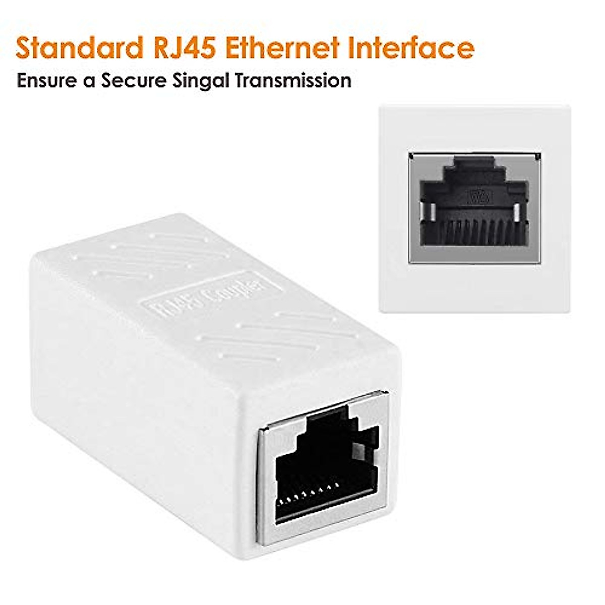 PLUSPOE Ethernet Coupler, 2 Pack Inline Coupler Cable Extender Adapter Female to Female for Cat7 Cat6 Cat5e Cable