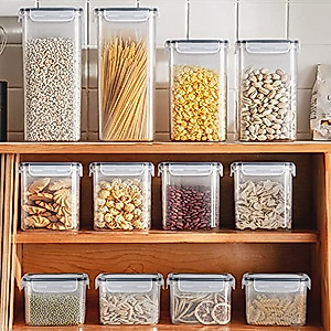 58PCS Airtight Food Storage Containers Set, Kitchen & Pantry Organization Containers for Dry Food, Flour & Sugar, BPA Free Plastic Cereal Container with Easy Lock Lids, Labels, Marker & Spoon Set