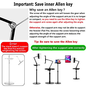 KSW KINGDO Tablet Floor Stand,Adjustable Height Swivel Tablet Holder Mount with Heavy Duty Stable Base Compatible iPad Pro Mini Air 12.9/9.7,Galaxy,Tab,Kindle,iPhone,Cellphones,Up to 13''tablets-Black