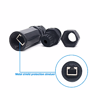 YIOVVOM RJ45 Waterproof Shielded ethernet Cable Box, Female to Female, Panel Mount, 8P8C,CAT 6, CAT 5, CAT 5E, M22 IP67 Ethernet LAN Cable Coupler Outdoor Weatherproof Underground Splice (6-Pack)