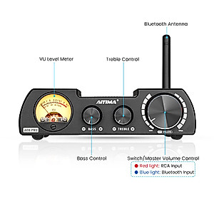 AIYIMA A08 PRO TPA3255 Power Amplifier Bluetooth 5.1 with VU Meter 300W+300W HiFi Class D Stereo Digital Audio Amp 2.0 Channel Amplifier for Passive Speaker Home Audio