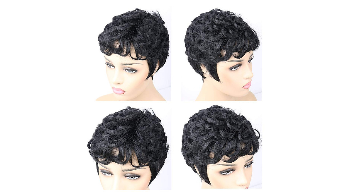 VCK Short Human Hair Wigs for Black Women - Pixie Cut