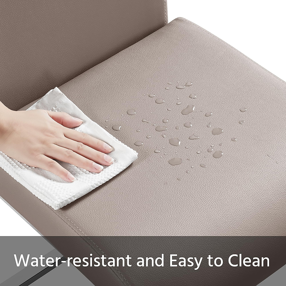 Yaheetech Dining Chairs High Back Leather Side Chairs Dining Living Room Chairs Upholstered Armless Chair with Metal Legs Home Kitchen Furniture Modern, 1 Package of 2pcs, Light Brown