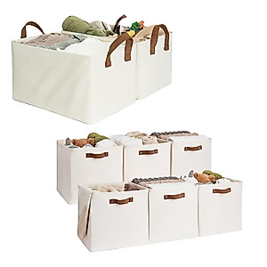 StorageWorks Storage Bins For Shelves With Metal Frame and Fabric Storage Box with PU Handles