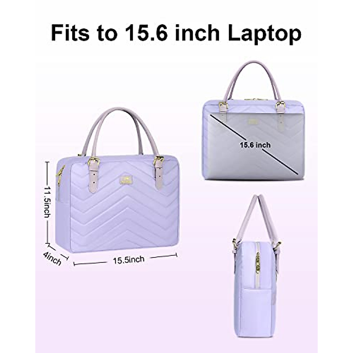 Laptop Bag for Women, 15.6 Inch Slim Computer Bag Laptop Briefcase, Lightweight Water Resistant Laptop Accessories Carrying Case Sleeve Cute Business Work Office Handbag Gifts for Women Travel, Purple