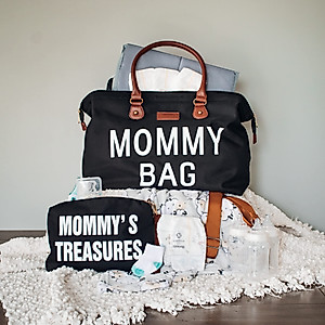 EMGEE Mommy Diaper Bag Tote For Hospital, Waterproof Design, 3 Insulated Bottle Slots, 2 Organizer Pouches, Changing Pad, & Weekender Pouch