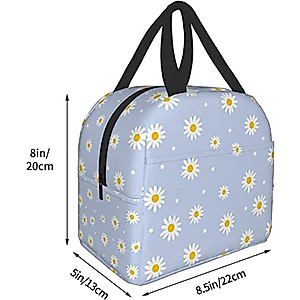Insulated Lunch Bag for Girls Women, Cooler Tote Reusable Lunch Box Container For Girls Boys School Work Office Travel Picnic Floral Daisy Purple Flower