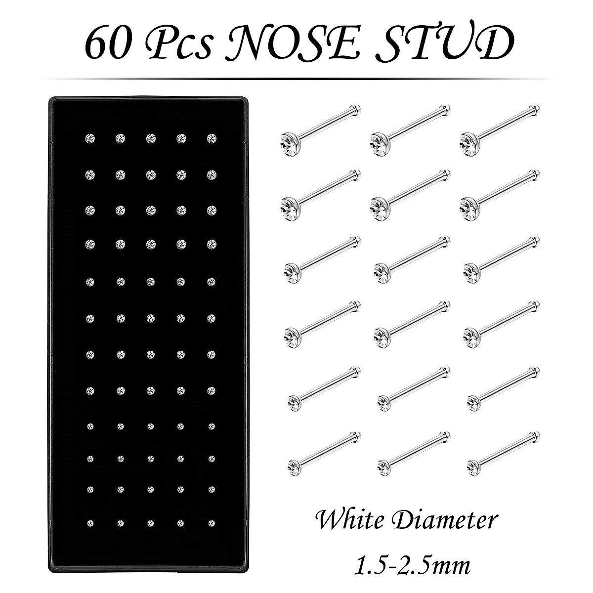 4 Sets 200 Pcs Nose Rings Studs and Hoops, Straight Shaped Surgical Stainless Steel Hypoallergenic Piercing Jewelry for Women Men and Ideal Gift