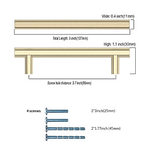 KNOKLOCK 10 Pack 3.75 Inch(96mm) Kitchen Cabinet Handles Brushed Brass Cabinet Pulls Gold Kitchen Cabinet Hardware Drawer Pulls for Dresser Cupboard Wardrobe