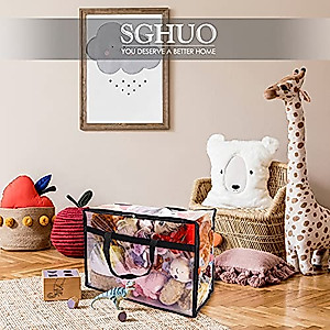 SGHUO Clear Zippered Storage Bag, Plastic Vinyl Clear Storage Bag for Blanket Clothes, Comforter, Bedding, Moving Bag with Zipper and Reinforced Handle (4pcs)