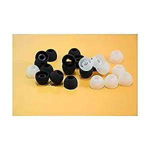 Earbudz 20 Pieces Medium Silicone Earbud Cap Tip Cover Replacement - 10 Black, 10 Clear