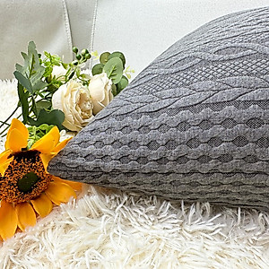 Booque Valley Gray Pillow Covers, Pack of 2 Super Soft Stretchy Pilling-Resistant Modern Cushion Covers Farmhouse Decorative Throw Pillow Cases for Sofa Bed Car Chair, 18 x 18 inch(Grey)