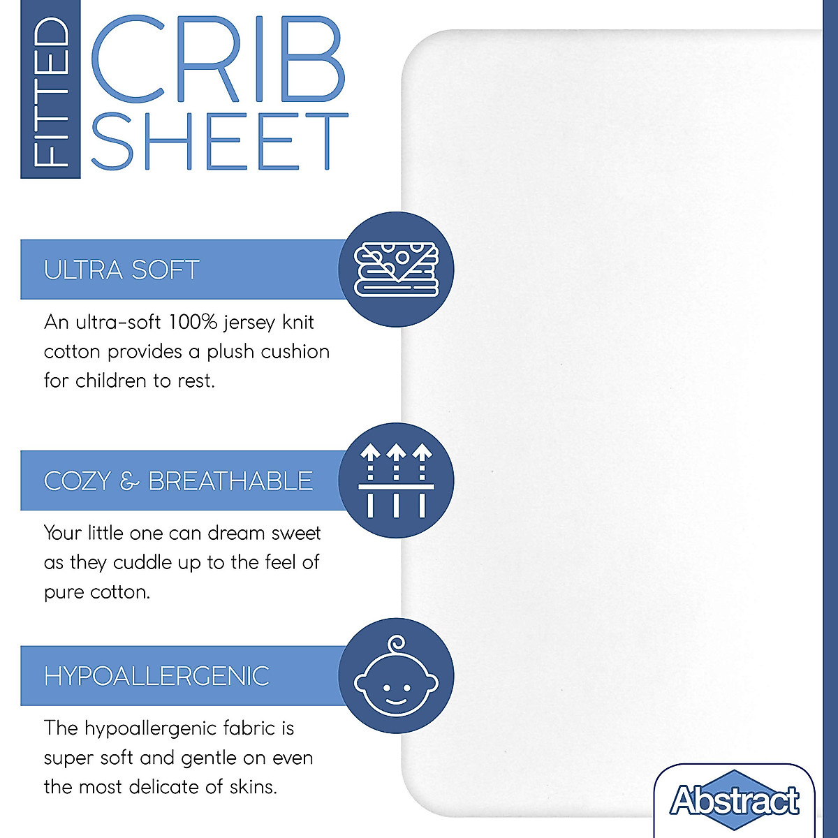 Abstract Baby Solid Jersey Knit Fitted Crib Sheet (24" x 38", White)