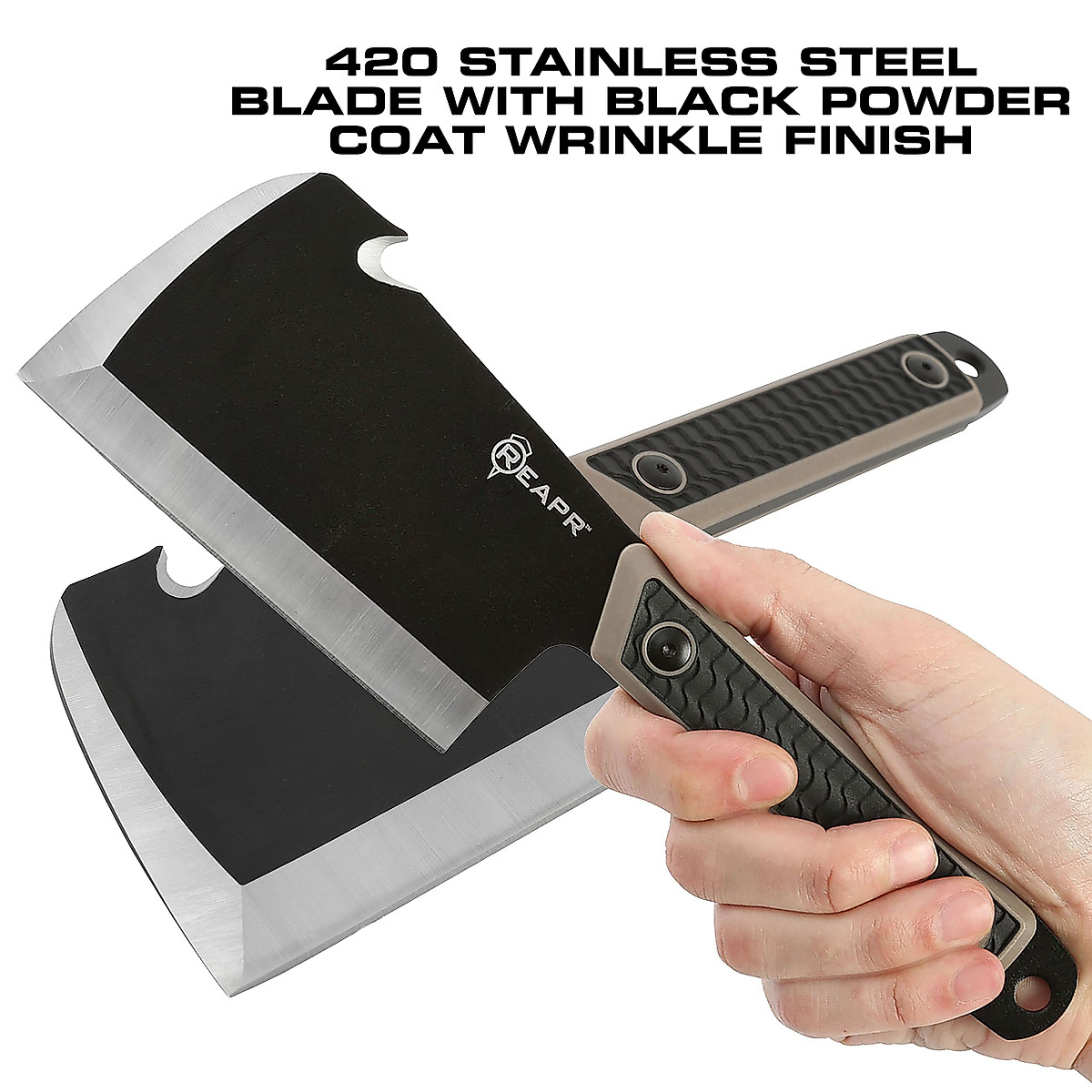 Reapr 11016 Versa Cleavr, Cleaver Knife for Meat Cutting, Vegetable Cleaver Knife, Tactical Hatchet, Survival Knife With Sheath, Camping Machete