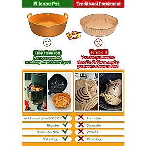 Air Fryer Silicone Pot,8.5'' Air Fryer Silicone Liners, Easy To Clean Reusable Air Fryer Accessories, Heat Resistant Air Fryer Basket, Replacement of Parchment Liner Paper Fits (Grey)